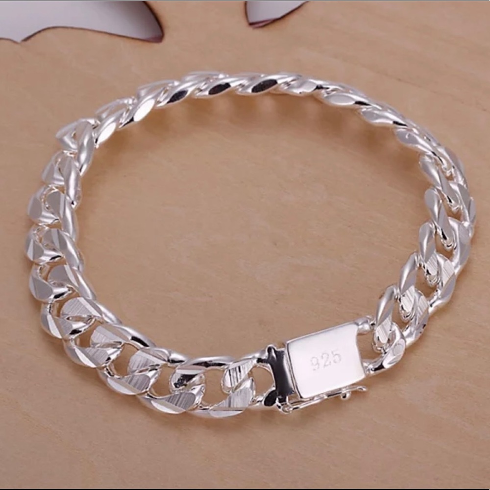 Sterling Silver Chunky Bracelet - Gem